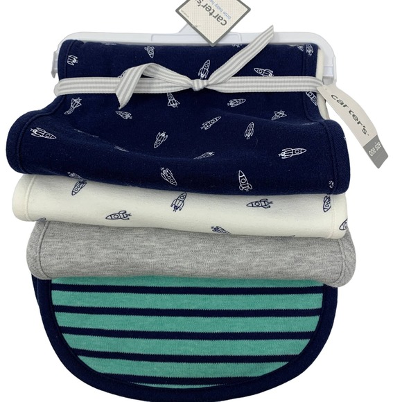 Carter's | Other | Carters 4 Piece Baby Burp Cloths Rocket Ships ...